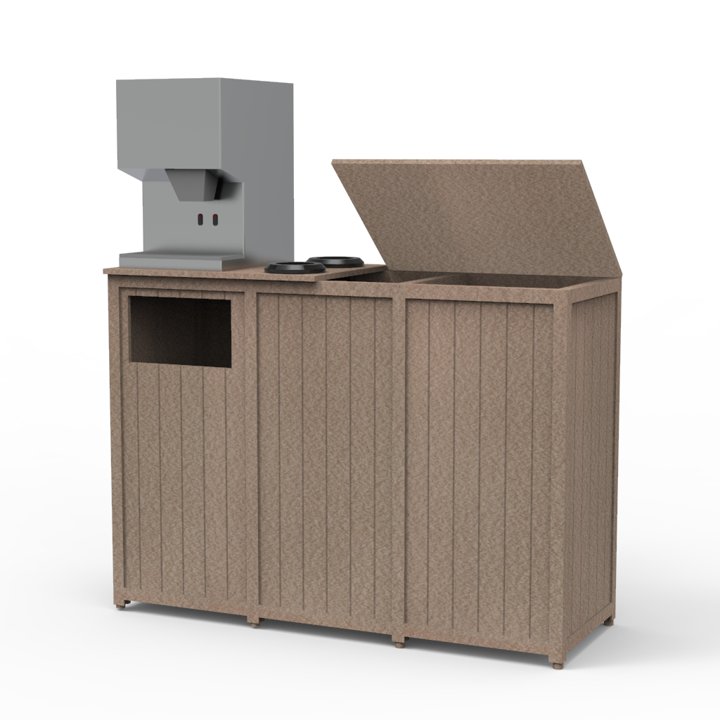 Recycled Plastic Refreshment Station with Cup Dispensers | Outdoor Use