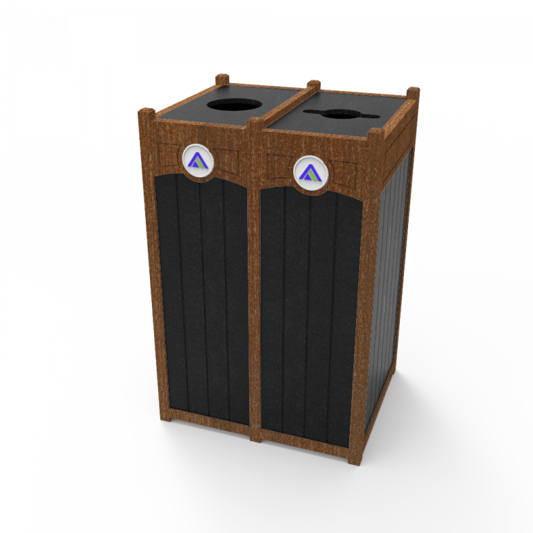 Combination Waste and Recycling Bin with Logo