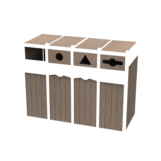 Multi Stream Recycling Container with Waste Bin and Logo