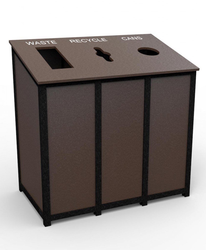 Top Load Waste Recycling Bins Triple Units