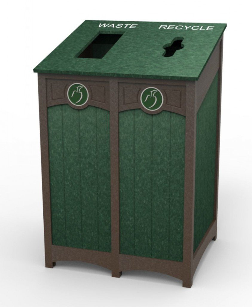 Combination Waste and Recycling Bin with Logo