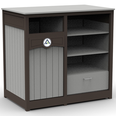 Bussing Station with Enclosed Storage Cabinet Made to Order in the USA