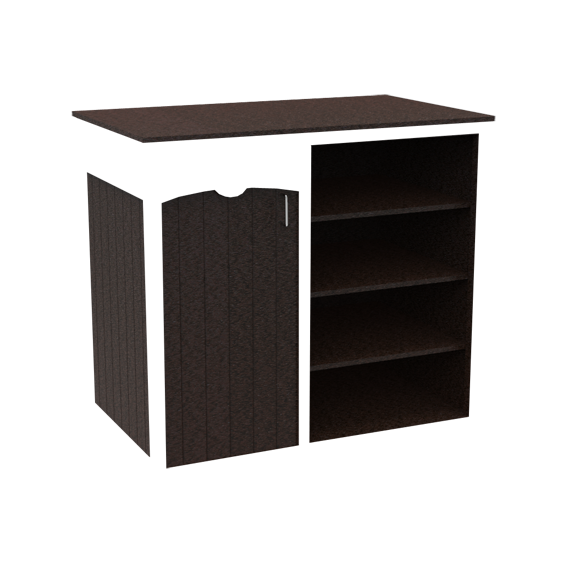 Bussing Station with Enclosed Storage Cabinet Made to Order in the USA