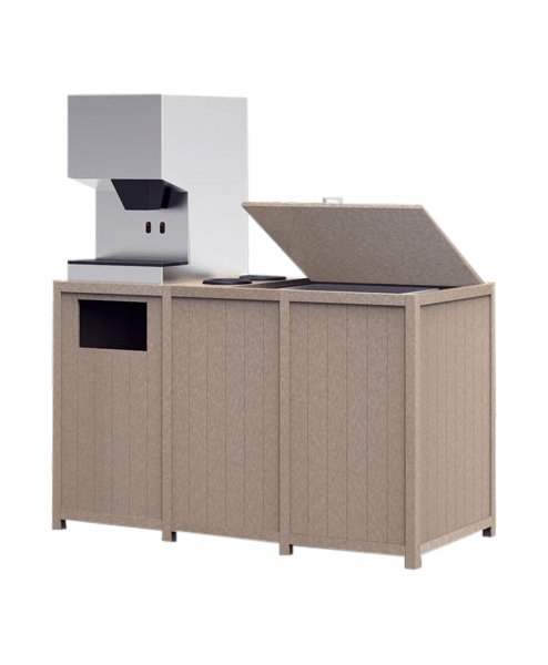 Recycled Plastic Refreshment Station with Cup Dispensers | Outdoor Use