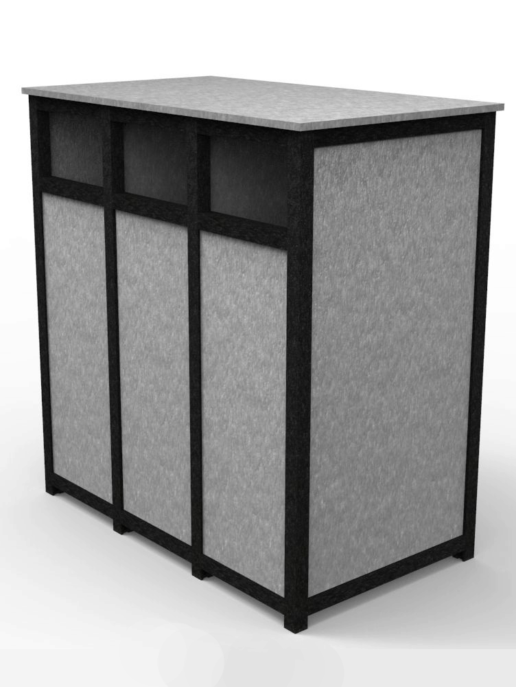 Triple Stream Waste Containers in Recycled Plastic