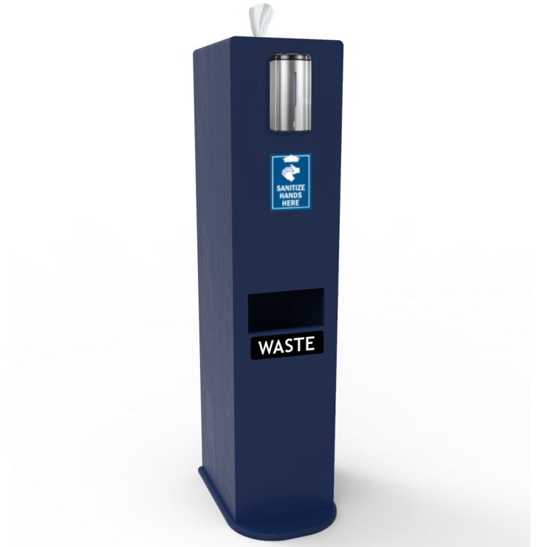 Hand Sanitizer Wipe Station with Dispenser and Touch Free Waste Bin