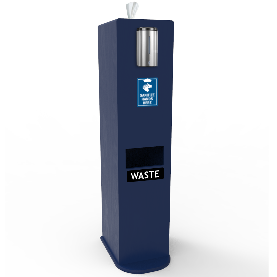 Hand Sanitizer Wipe Station with Dispenser and Touch Free Waste Bin