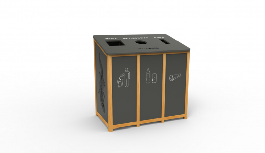 Top Load Waste Recycling Bins Triple Units